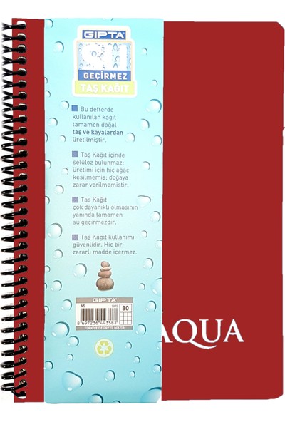 Gıpta Taş Kağıt Defter A5 80 Yapraklı (Su Geçirmeyen Defter)