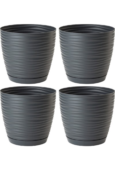 Gri Sahra Saksı Orkide Çiçek Saksısı No:3 1,6lt 4 Adet SH110