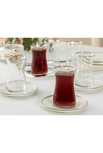 Torino Porselen 12 Parça Çay Takımı 160 ml Silver Torino Porselen 12 Parça Çay Takımı 160 ml Silver