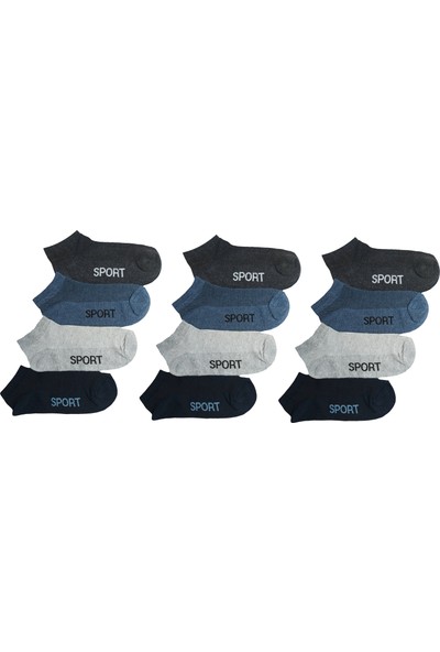 Lara Çorap 12'li 4 Renk Sport Erkek Patik Çorap (40-46)