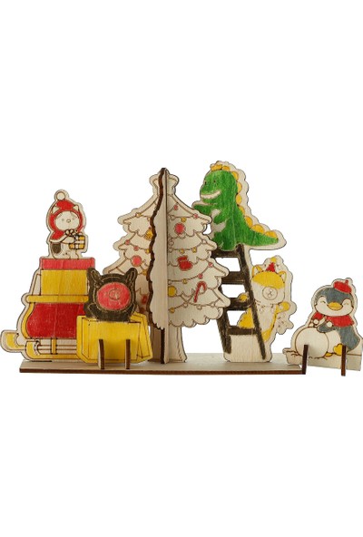 Miniso Mini Aile Serisi 3D Boyama Kontrplak Yılbaşı Ağacı Dekor Seti Miniso Mini Aile Serisi 3D Boyama Kontrplak Yılbaşı Ağacı Dekor Seti