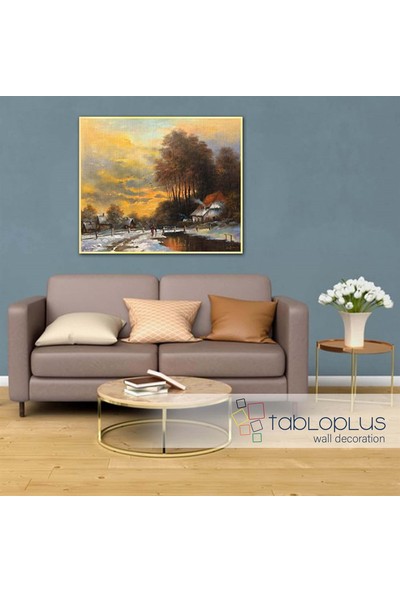 Kış Manzara Yağlı Boya Dokulu Tablo