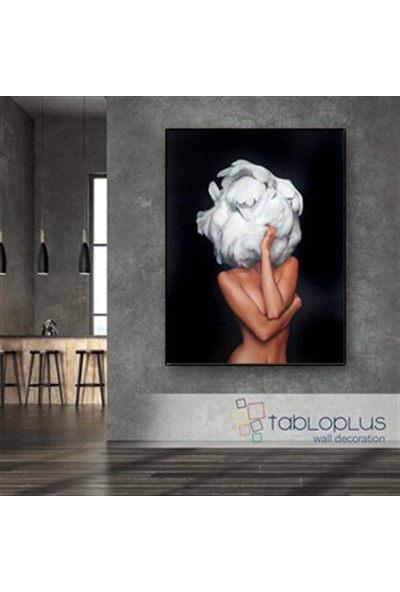 Çiçek Saçlı Çıplak Kadın Yağlı Boya Dokulu Tablo