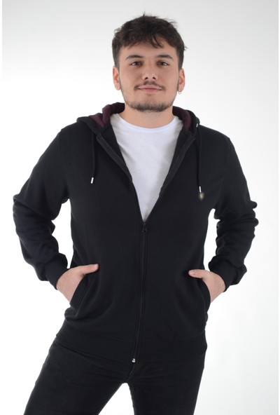 Wearz 3 Ip Kalın Şardonlu Fermuarlı Kapüşonlu Sweatshirt Hırka