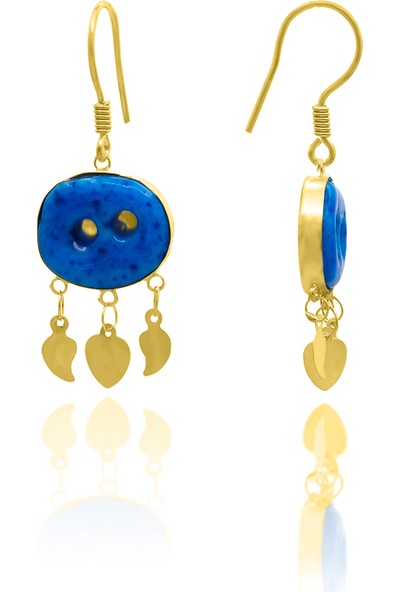 Midyat Süryani Nazar Boncuğu Gümüş Küpe - Altın Kaplama (Reyyan Küpesi) 201020558