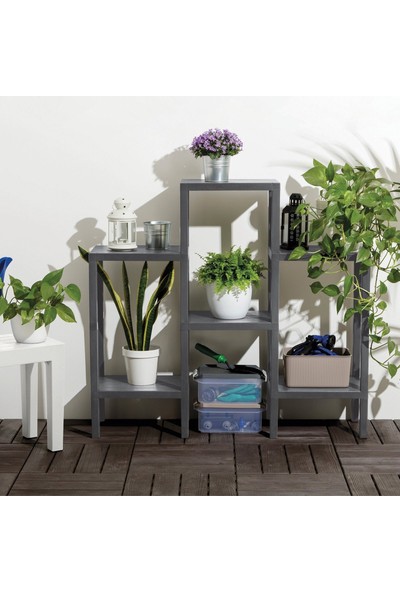 Kitchen Trend Ombeg Dekoratif 6 Bölmeli Plastik Çok Amaçlı Banyo Düzenleyici Saksılık Kitaplık