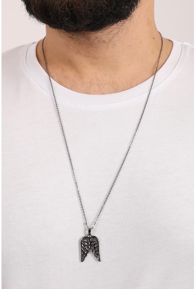 Erkek Kanat Figürlü Füme Kolye Erkek Kanat Figürlü Füme Kolye