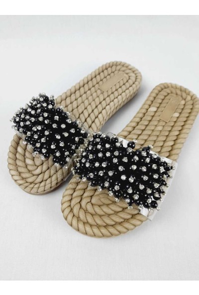 Yuna Kadın Şeffaf Boncuklu Terlik AYST34