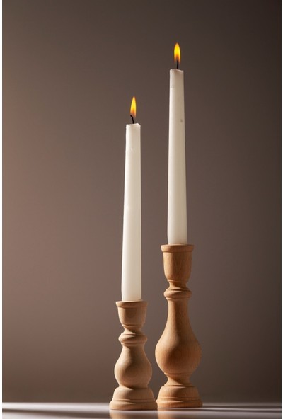 Gizemli Home Natural Wooden Twist 2 Li Şamdan Seti