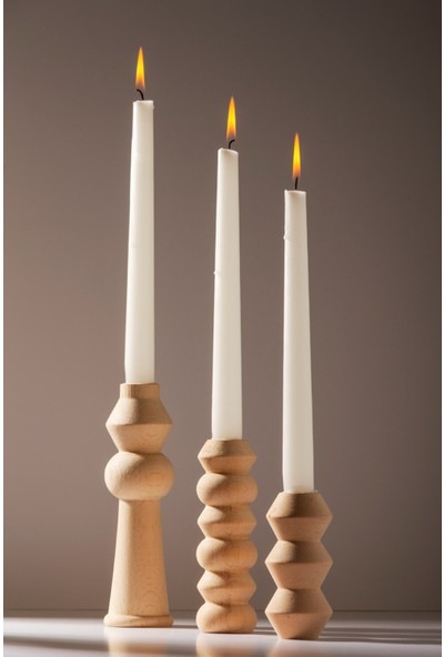 Gizemli Home Natural Wooden Node 3 Lü Şamdan Set Gizemli Home Natural Wooden Node 3 Lü Şamdan Set