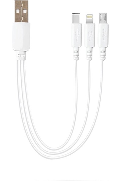 Keleşler Home 3'lü Çoklu Telefon / Şarj Kablosu - Beyaz Keleşler Home 3'lü Çoklu Telefon / Şarj Kablosu - Beyaz