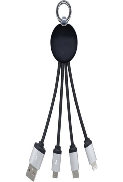 Keleşler Home 3'lü Çoklu Telefon / Şarj Kablosu Işıklı Kısa Kablo