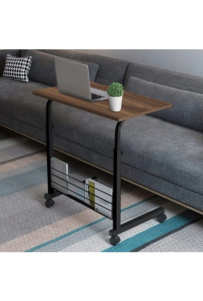 SC Dizayn Kitaplıklı ve Yükseklik Ayarlı Laptop Sehpası ve Çalışma Masası - Ceviz (Tekerli) SC Dizayn Kitaplıklı ve Yükseklik Ayarlı Laptop Sehpası ve Çalışma Masası - Ceviz (Tekerli)