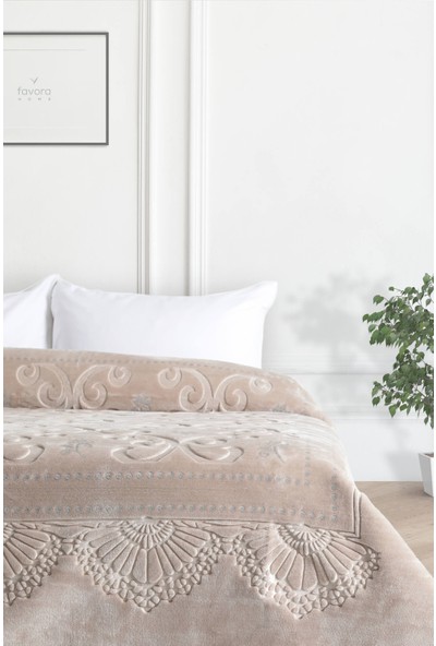 Merinos Pırıltı Embos Çift Kişilik Battaniye - Vizon Merinos Pırıltı Embos Çift Kişilik Battaniye - Vizon