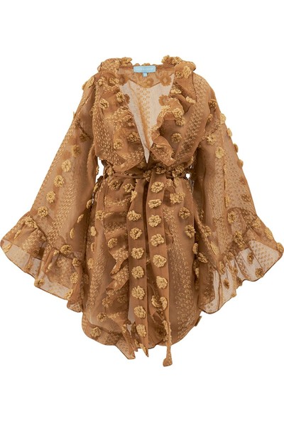 Love Is Limited Kiremit Rengi Volanlı Belden Kuşaklı Pareo