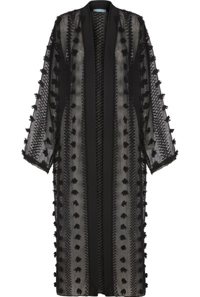 Love Is Limited Kuşak Detaylı Önü Açık Siyah Pareo