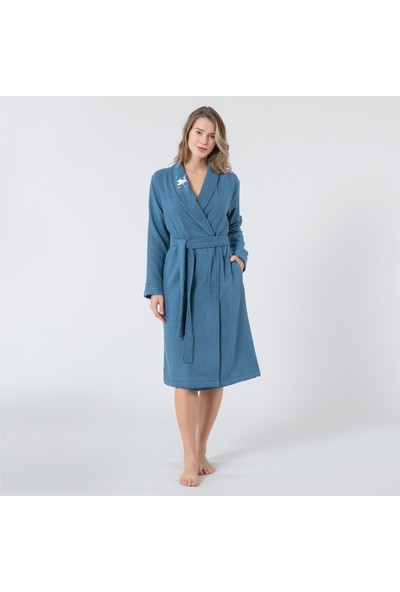 Chakra Cisne Kadın Bornoz Gece Mavisi