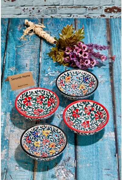 Seramik El Yapımı Kase Çerezlik Sosluk Baharat 12 cm 4'lü Set Seramik El Yapımı Kase Çerezlik Sosluk Baharat 12 cm 4'lü Set