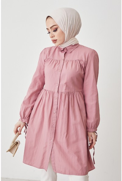 Instyle Lara Kol Ucu Bağlamalı Gömlek - Pudra