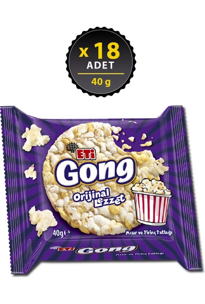 Eti Gong Mısır ve Pirinç Patlağı 40 g x 18 Adet Eti Gong Mısır ve Pirinç Patlağı 40 g x 18 Adet