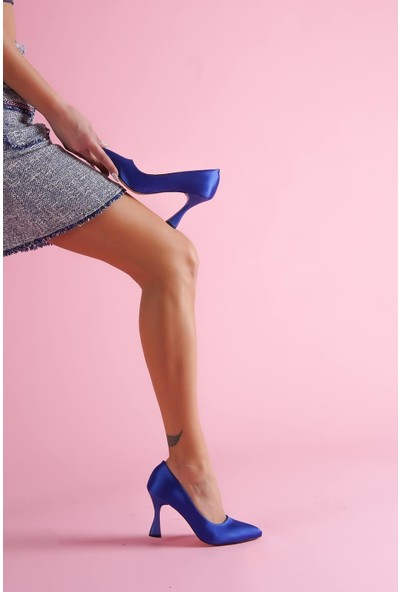 Divolya Vest Saks Mavi Saten Günlük Kullanım Stiletto Divolya Vest Saks Mavi Saten Günlük Kullanım Stiletto