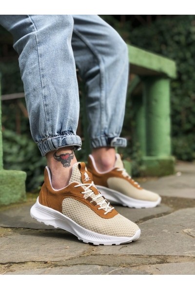 Bycelik 333 Triko Yüksek Taban Tarz Sneakers Krem Erkek Spor Ayakkabısı