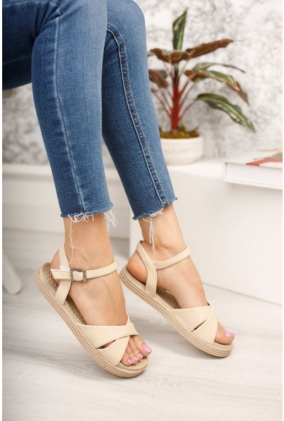 NeskaAvm Çapraz Bant Vizon Cilt Sandalet