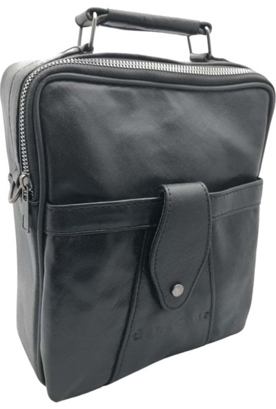 Mkm Siyah 20X24X9 Deri Erkek Omuz Çantası