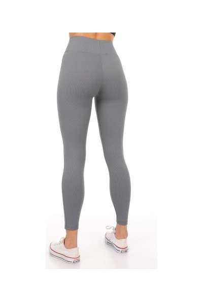 Kadın Gri Fitilli Ekstra Yüksek Bel Toparlayıcı Tayt