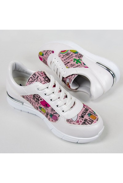 Nur Unicorn Desenli, Bağcıklı Spor Ayakkabı