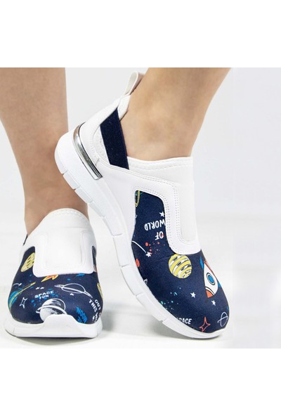 Nur Gezegen Desenli, Streç Spor Ayakkabı