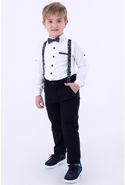 Erkek Çocuk Gömlekli Askılı Takım Lacivert 7271-