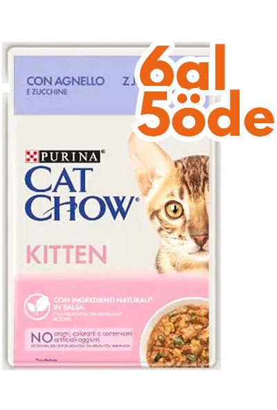 Cat Chow Pouch Kitten Kuzu Etli ve Kabaklı Yavru Kedi Yaş Maması 85 gr - 6 Al 5 Öde Cat Chow Pouch Kitten Kuzu Etli ve Kabaklı Yavru Kedi Yaş Maması 85 gr - 6 Al 5 Öde