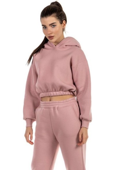 Soufeel Kadın Gül Kurusu Lastikli Bel Kapüşonlu Sweatshirt Soufeel Kadın Gül Kurusu Lastikli Bel Kapüşonlu Sweatshirt