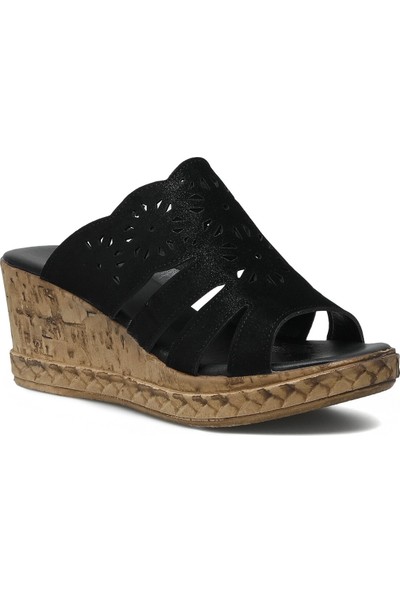 Polaris 319296.Z 2fx Siyah Kadın Dolgu Topuk Terlik