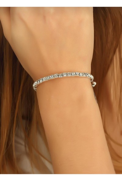 Su Yolu Tek Sıra Taşlı Kelepçe Bileklik