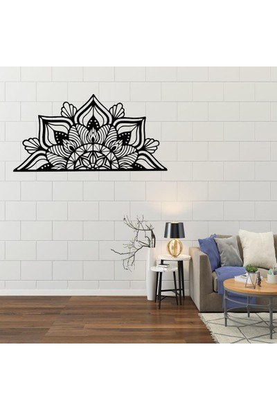Mandala Lotus Çiçeği Lazer Kesim Metal Duvar Tablo 35X70CM