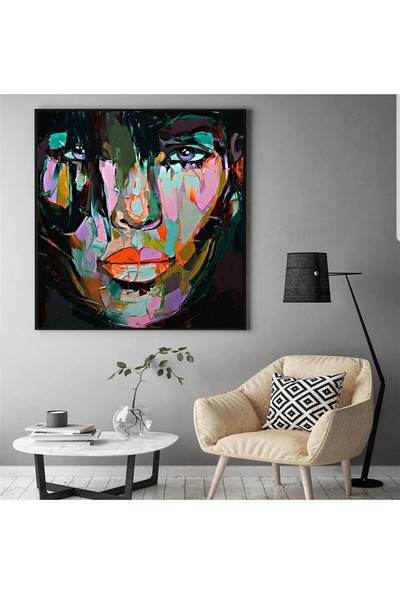 Tablo Plus Yağlı Boya Dokulu Soyut Kadın Tablo