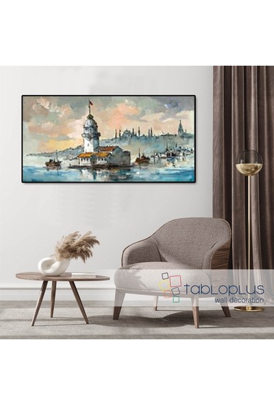 Istanbul Kız Kulesi Yağlı Boya Dokulu Tablo