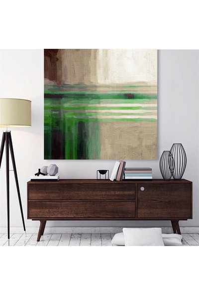 Tablo Plus Yeşil Soyut Yağlı Boya Dokulu Tablo Iı