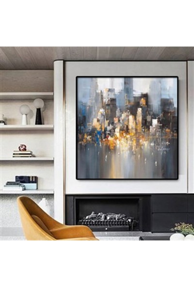 Tablo Plus Soyut Newyork Yağlı Boya Dokulu Tablo