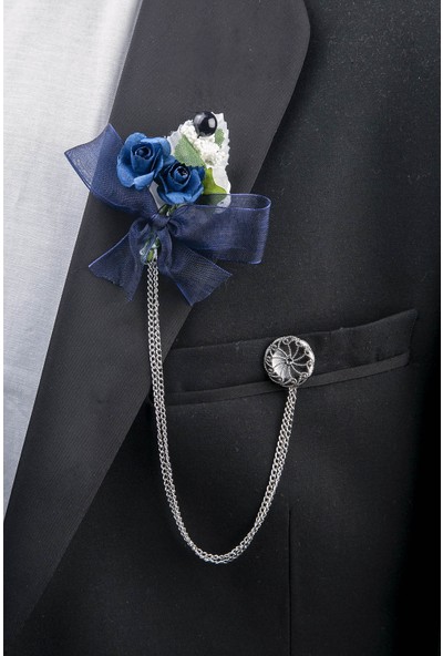 Bay Efendi Mavi Yaka Çiçeği ve Ceket Zinciri YKÇ016