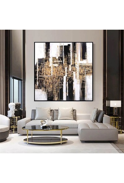 Tablo Plus Black Bars Yağlı Boya Dokulu Tablo