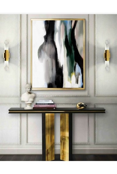Tablo Plus Yeşil Siyah Soyut Yağlı Boya Dokulu Tablo