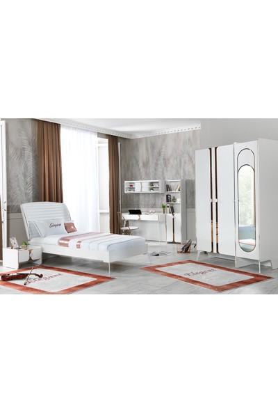Bubu Home Palelegant Genç Odası Takımı Dolap + Karyola + Komodin + Çalışma Masası + Kitaplık