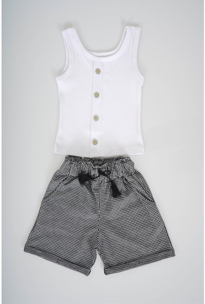Miniko Kids Kız Çocuk Askılı Düğme Modelli Şortlu Takım Miniko Kids Kız Çocuk Askılı Düğme Modelli Şortlu Takım