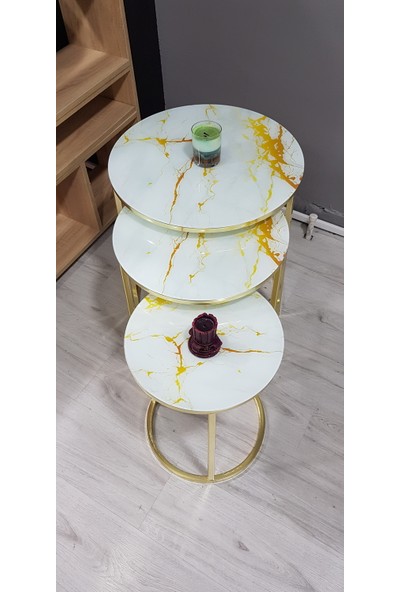 Mermer Desenli C Zigon Sehpa (Temperli Camlı) Mermer Desenli C Zigon Sehpa (Temperli Camlı)