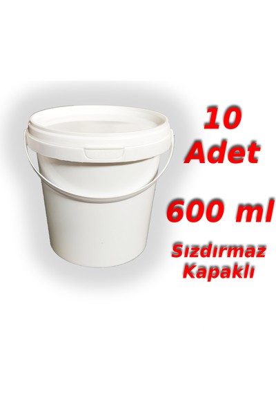 Decotone 0,6 Lt Plastik Kapaklı Kova Hobi Boya Gıda Yoğurt Kovası Beyaz