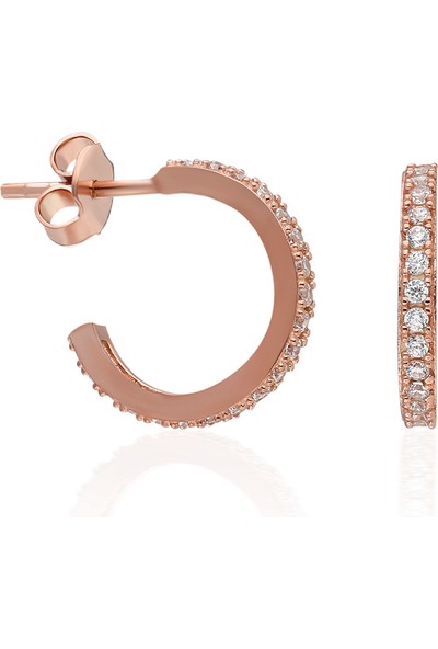 925 Ayar Gümüş Taşlı Yuvarlak Küpe