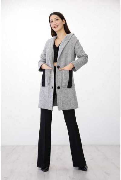 Modaline Kapşonlu Kaşe Kaban Modaline Kapşonlu Kaşe Kaban